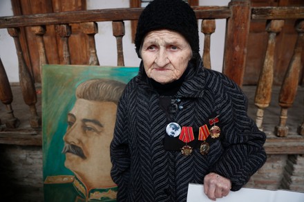 Elderly Georgian Woman Shows Sovietera Medals Editorial Stock Photo ...
