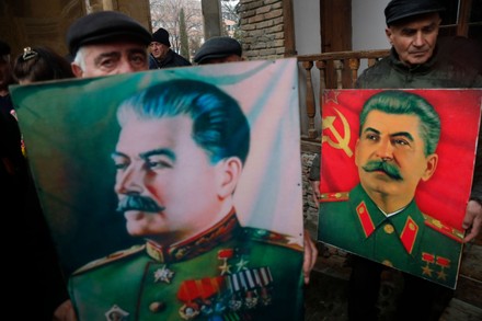 Georgian People Hold Portraits Sovietera Insignia Editorial Stock Photo ...