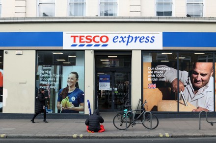 Beggar Seated On Pavement Outside Tesco Editorial Stock Photo - Stock ...