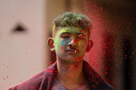 Boy Reacts Vermillion Powder Smeared On Editorial Stock Photo - Stock ...