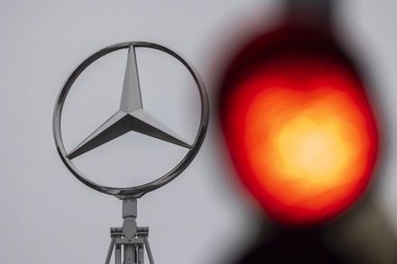 Mercedes Star Red Light Logo Mercedes Editorial Stock Photo - Stock ...