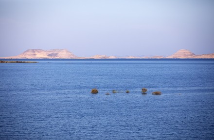 Lake Nasser Reservoir Nubian Desert Behind Editorial Stock Photo ...
