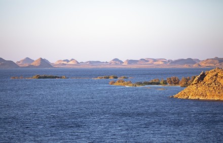 Lake Nasser Reservoir Nubian Desert Behind Editorial Stock Photo ...