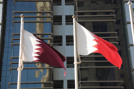 Flags Qatar Qatar Bahrain Editorial Stock Photo - Stock Image ...