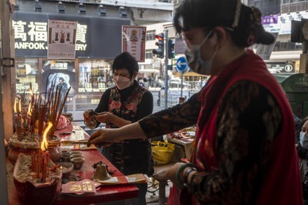 People Placing Burning Incense Villian Hitting Editorial Stock Photo ...