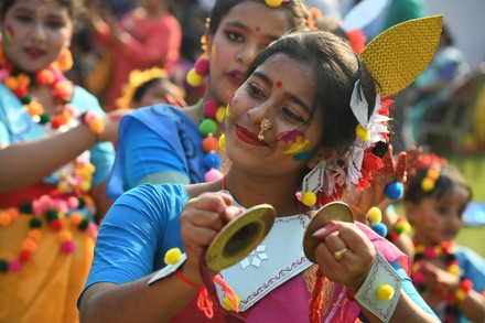 Dancers Performing Basanta Utsav Welcome Spring Editorial Stock Photo ...