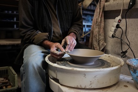 Ceramist Using Clay Make Dish Pottery Editorial Stock Photo - Stock ...