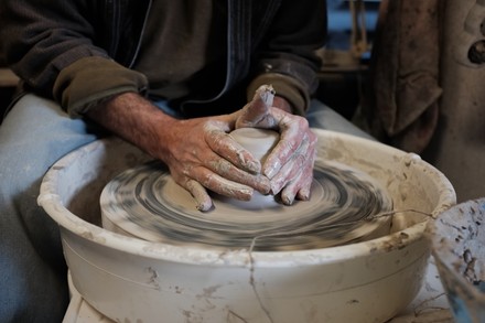 Ceramist Using Clay Make Dish Pottery Editorial Stock Photo - Stock ...