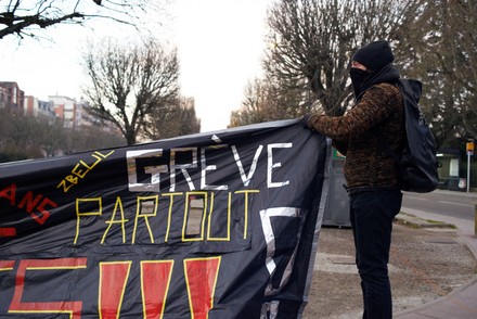 Protester Holds Banner Reading Strike Everywhere Editorial Stock Photo ...