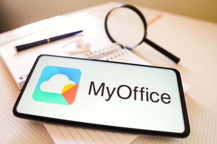 This Photo Illustration Myoffice Logo Seen Editorial Stock Photo ...