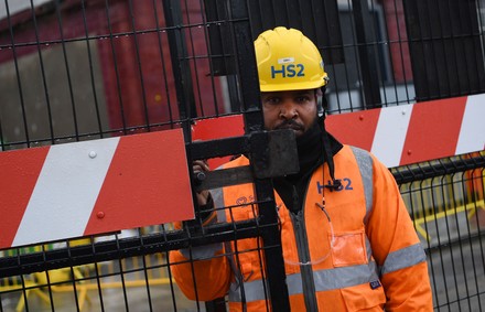 Worker Stands Gate Hs2 High Speed Editorial Stock Photo - Stock Image ...