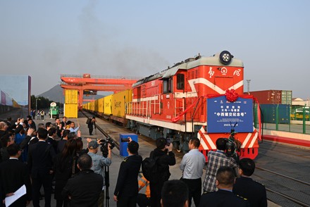Freight Train Departs Yiwu West Railway Editorial Stock Photo - Stock ...