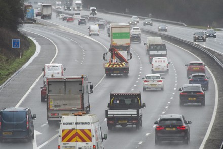 Wet Windy Driving Conditions Motorists On Editorial Stock Photo - Stock ...