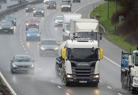 Wet Windy Driving Conditions Motorists On Editorial Stock Photo - Stock ...