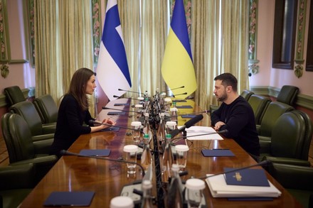 __COUNT__ Ukrainian President Volodymyr Zelensky meets with Finnish Prime Minister Sanna Marin ...