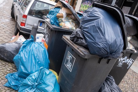 There Full Garbage Cans Front Residential Editorial Stock Photo - Stock ...