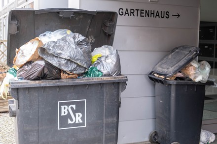 There Full Garbage Cans Front Residential Editorial Stock Photo - Stock ...