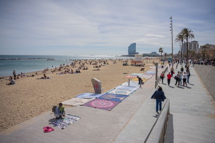 Beaches Barcelona Fill People On Day Editorial Stock Photo - Stock ...