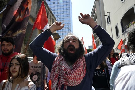 Supporters Lebanese Communist Party Protest Beirut Editorial Stock ...