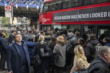 Commuters Queue Bus Stops Outside Waterloo Editorial Stock Photo ...
