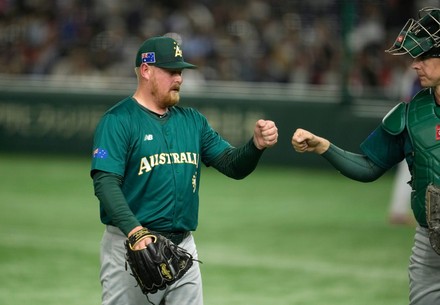 Australian Starter Steven Kent Celebrates Catcher Editorial Stock Photo ...