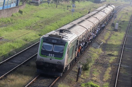 Commuters Hang On Overcrowded Train During Editorial Stock Photo ...