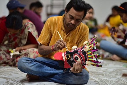 Indian Artist Sujit Das Making Mask Editorial Stock Photo - Stock Image ...