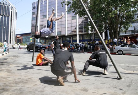 Members Ivorian Circus Perform During Street Editorial Stock Photo ...