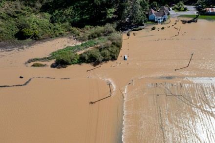Agricultural Areas Flooded Breached Levee On Editorial Stock Photo ...