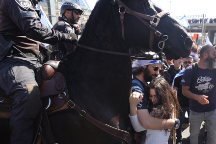 Two People Hug Mounted Police Tries Editorial Stock Photo - Stock Image ...