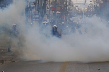 Athens Greece Riot Police Throw Tear Editorial Stock Photo - Stock ...