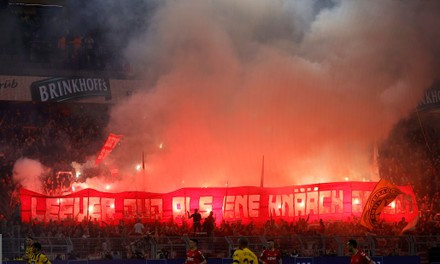 Cologne Fans Light Flares During German Editorial Stock Photo - Stock ...