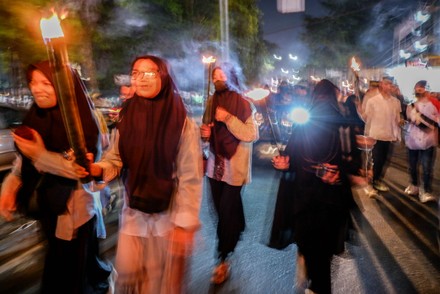 Indonesian Muslims Take Part Torch Parade Editorial Stock Photo - Stock ...