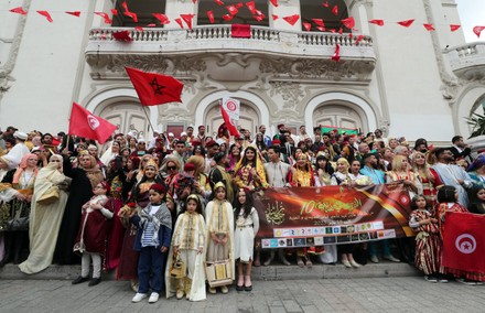 Tunisians Wearing Traditional Clothing Gather Celebration Editorial ...