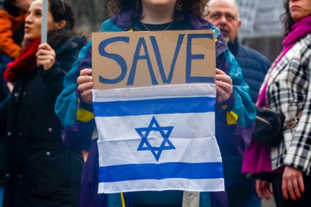 Sign Save Israeli Flag Seen During Editorial Stock Photo - Stock Image ...