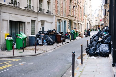 Street Paris Crumbling Under Garbage Bags Editorial Stock Photo - Stock ...
