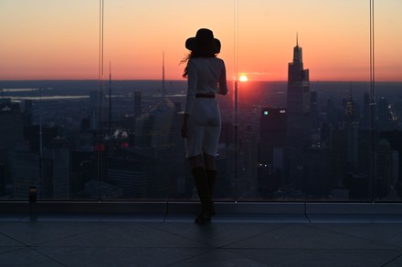 Person Watches Sunrise Edge Observation Deck Editorial Stock Photo ...