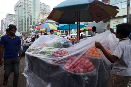Fruit Sellers Cover Their Goods Polythene Editorial Stock Photo - Stock ...