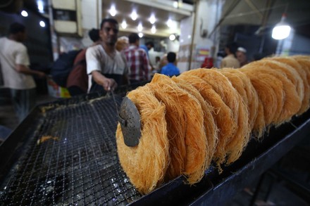 Vendor Prepares Traditional Food Khajla Ahead Editorial Stock Photo ...