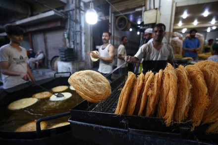 Vendor Prepares Traditional Food Khajla Ahead Editorial Stock Photo ...