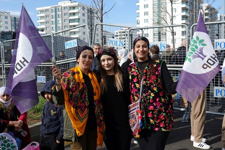 Kurdish Women Holding Hdp Flags Wait Editorial Stock Photo - Stock ...