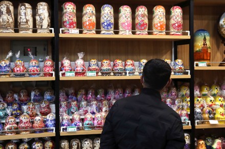 Customer Shops Matryoshka Dolls Russian Goods Editorial Stock Photo ...