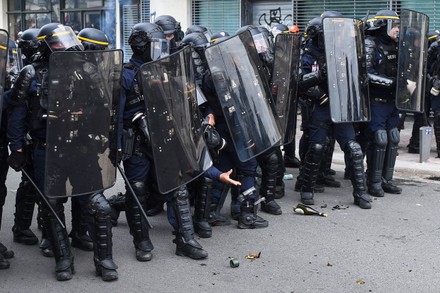 French Antiriot Police Officer Launches Grenade Editorial Stock Photo ...