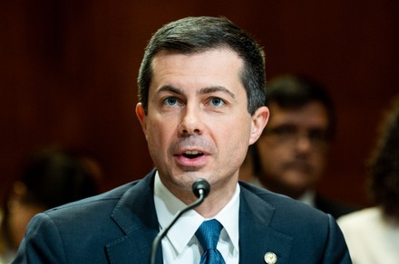 Us Secretary Transportation Pete Buttigieg Speaking Editorial Stock ...