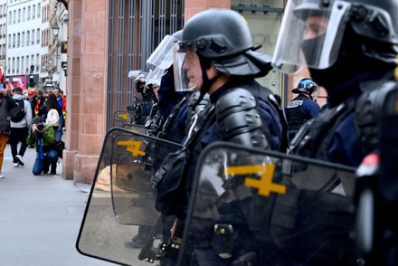 Riot Police Face Protesters During Demonstration Editorial Stock Photo ...