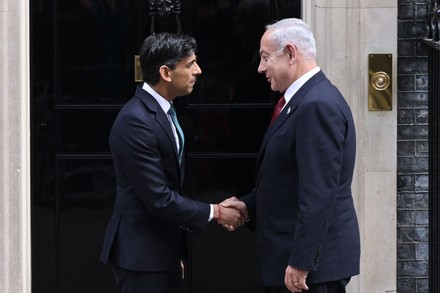 Rishi Sunak Greets Benjamin Netanyahu During Editorial Stock Photo ...