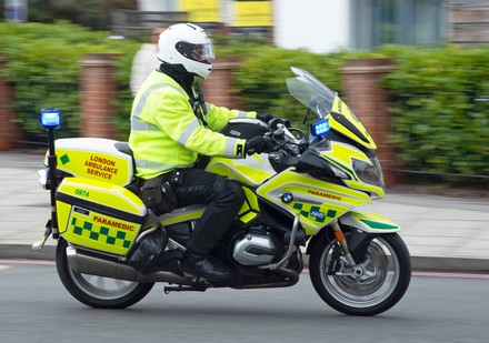 Paramedic Riding Motorcycle Ambulance Responding 999 Editorial Stock ...