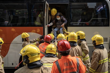 Firefighters Rescuing Women One Coaches On Editorial Stock Photo ...