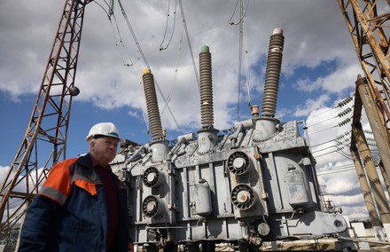 Worker Walks Past Damaged Energy Infrastructure Editorial Stock Photo ...