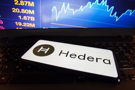 This Photo Illustration Hedera Hbar Logo Editorial Stock Photo - Stock ...